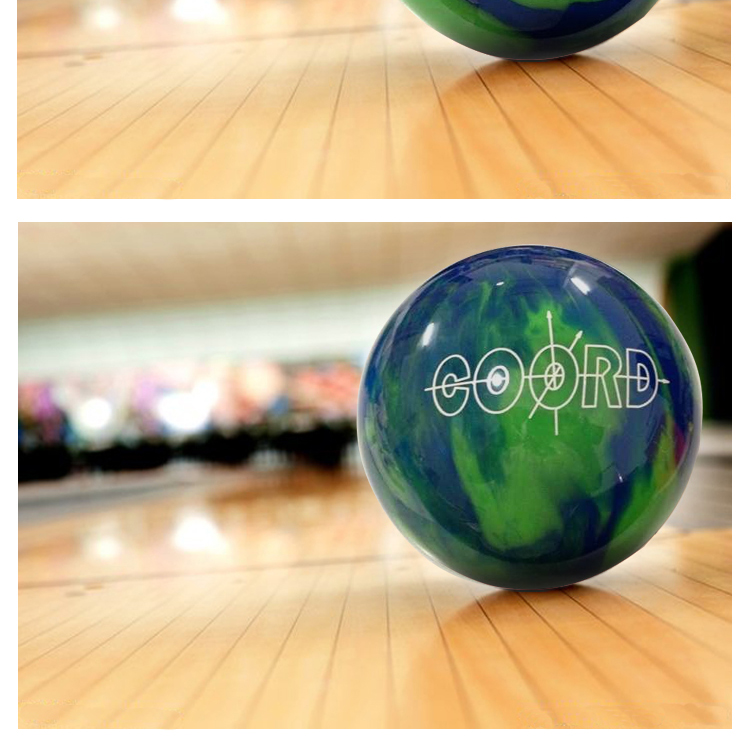 Blue-green custom bowling ball
